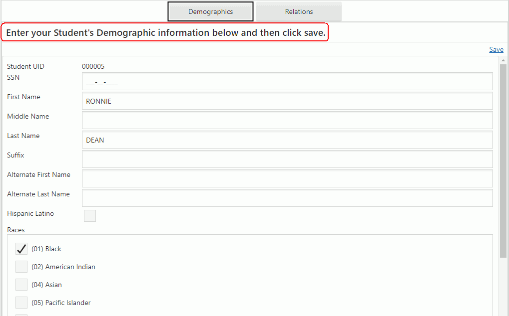 Example Settings for SRP